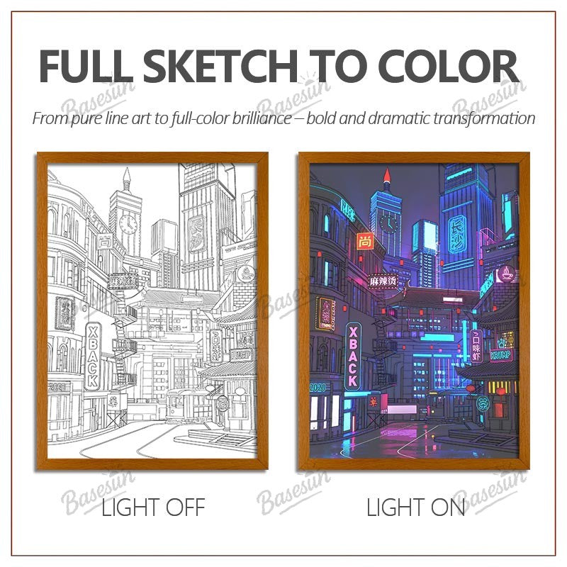 Custom LED Light Up Painting Frame - Personalized Art Glowing Frame ...