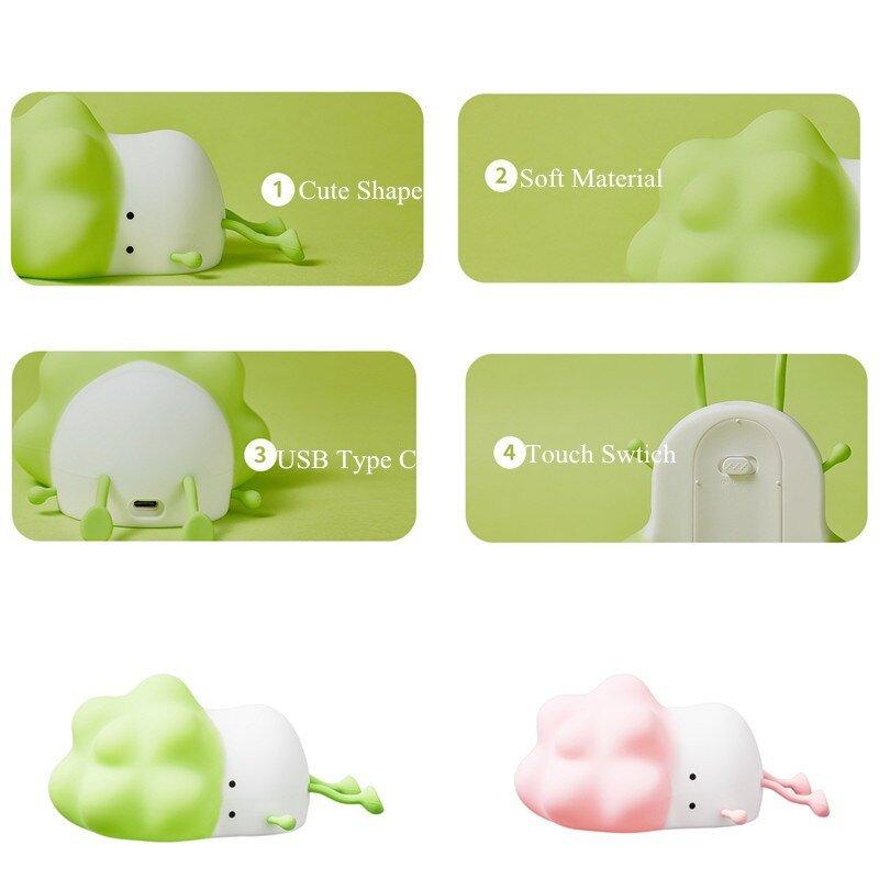 USB Cute Vegetable Cabbage Night Light Rechargeable Silicone LED Lamp ...